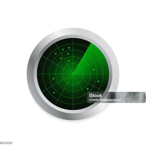 표적이 있는 디지털 녹색 레이더의 사실적인 벡터 레이더 항공 검색 군사 검색 시스템 블립 그림입니다 내비게이션 인터페이스 배경