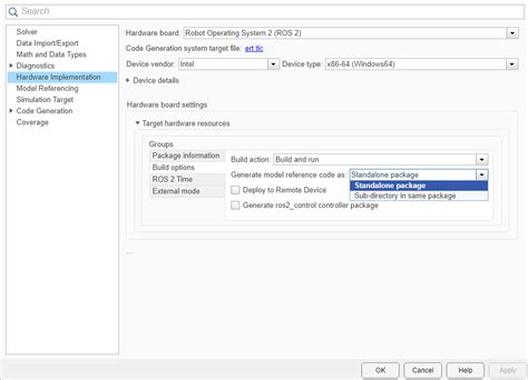 Generate Ros Or Ros 2 Packages For Model Reference Hierarchy In