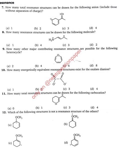 How Many Resonance Structures Can Be Drawn For The Following Molecule