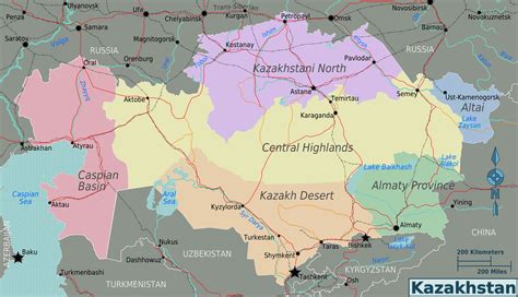 Carte Régions Kazakhstan Carte Des Régions De Kazakhstan
