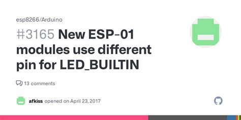 New Esp 01 Modules Use Different Pin For Ledbuiltin · Issue 3165