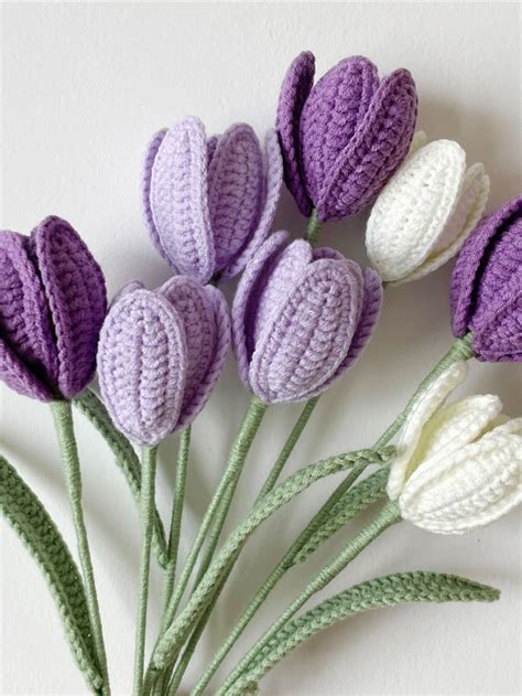 Tulip Crochet Pattern Flower Bouquet Diy Crochet Pattern English Etsy
