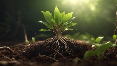 Premium AI Image New Life With A Single Seedling Sprouting From The Ground Its Roots Reaching