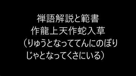 田村季山先生による禅語解説と範書作龍上天作蛇入草 YouTube