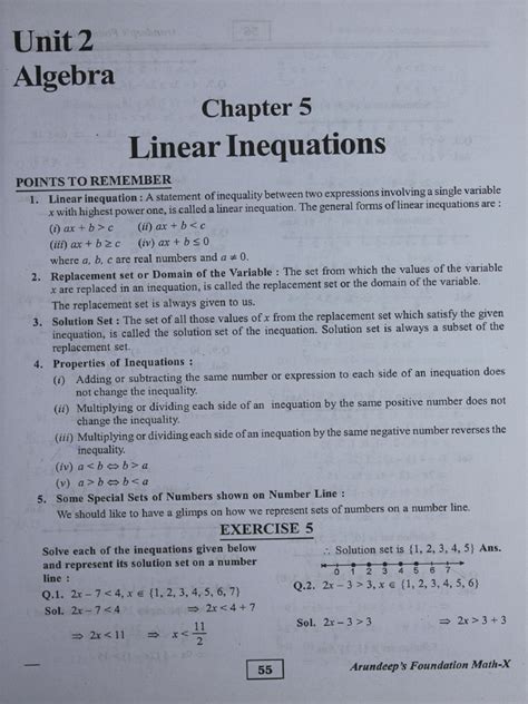 Chapter 05 Linear Inequations Pdf