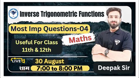 Inverse Trigonometric Functions Itf Important Questions 04 Youtube