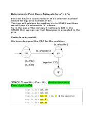 Dpda Npda Examples Docx Deterministic Push Down Automata For A N B N First We Have To Count