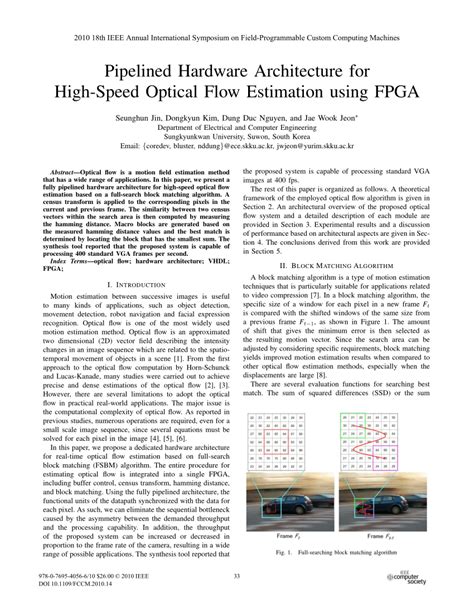 Pdf Pipelined Hardware Architecture For High Speed Optical Flow Estimation Using Fpga