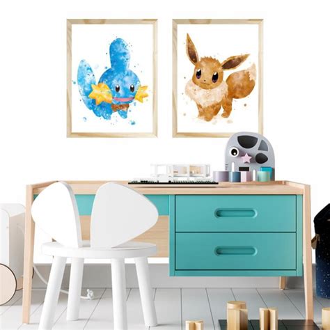 Quadros Decorativos Eevee E Mudkip Pokémon Aquarela Elo7