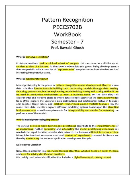 Notes On Module 3 Pattern Recognition Pdf Statistical