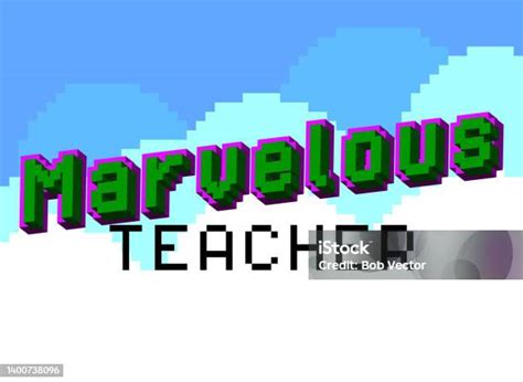 놀라운 선생님 기하학적 그래픽 배경이 있는 픽셀화된 단어입니다 벡터 만화 일러스트레이션 Brand Name Video Game에 대한 스톡 벡터 아트 및 기타 이미지