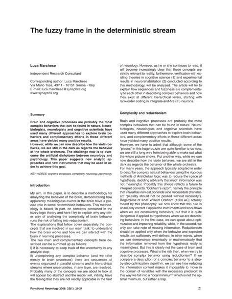 pdf the fuzzy frame in the deterministic stream