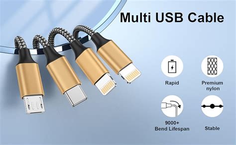 Laddarkabel SIZUKA Multi USB Kabel 1 2M 4 I 1 Multipel USB Kabel
