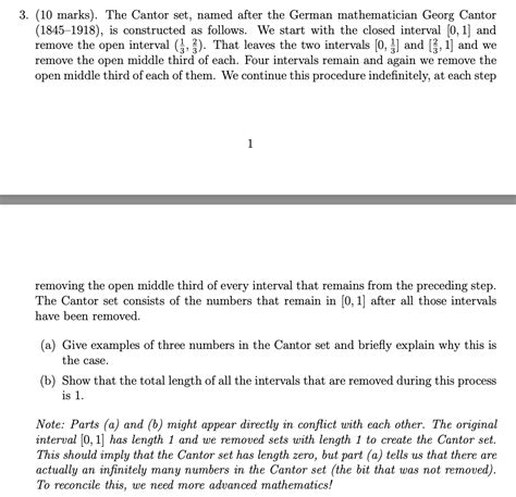Solved Marks The Cantor Set Named After The German Chegg Com