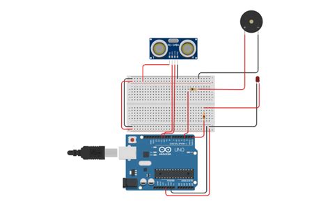 Circuit Design Distance Sensor With Buzzer Tinkercad