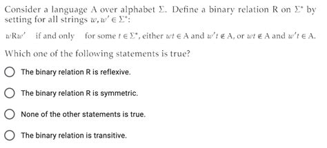 Solved Consider A Language A Over Alphabet E Define A