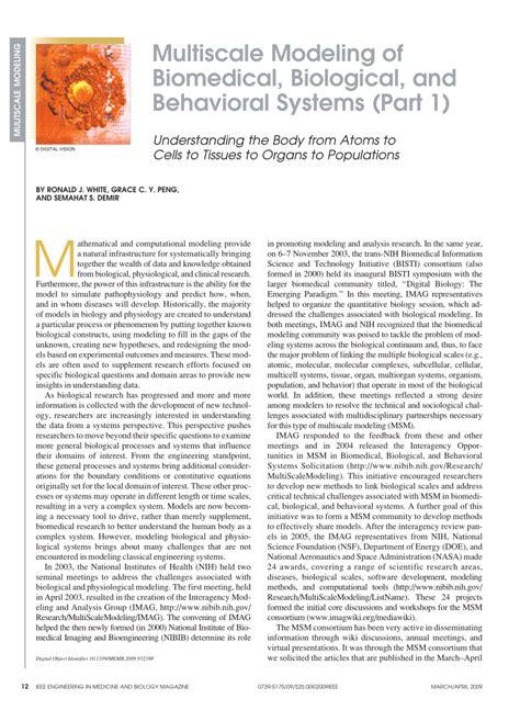 Pdf Multiscale Modeling Of Biomedical Biological And Behavioral Systems Part 1