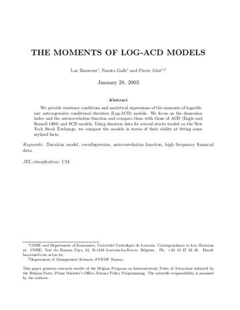 Pdf The Moments Of Log Acd Models