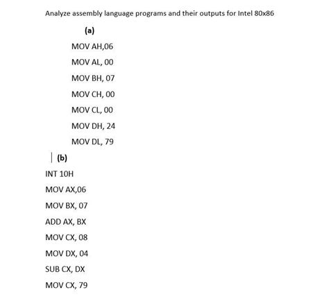 Solved Analyze Assembly Language Programs And Their Outputs