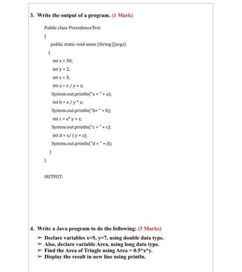 Solved 3 Write The Output Of A Program 1 Mark Public
