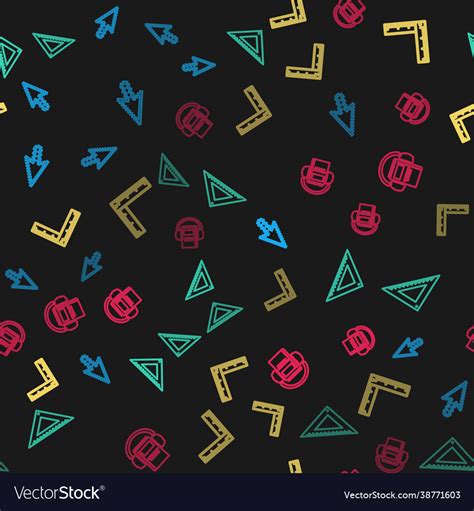 Set Line Pixel Arrow Cursor Triangular Ruler Vector Image