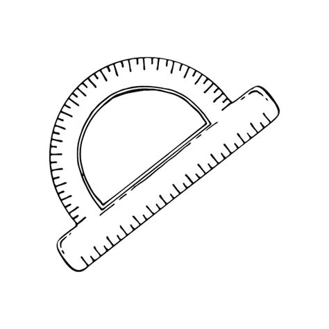 Premium Vector Ruler Protractor Line Art Measuring Device Circle Radius Straight Line Hand