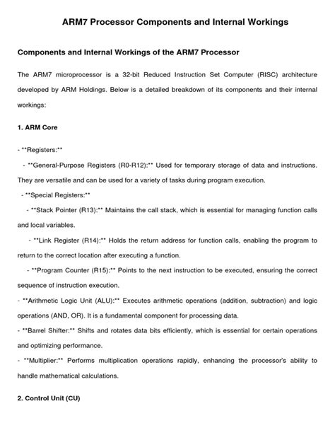 arm7 processor components clean pdf central processing unit computer data storage