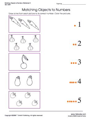 Fillable Online Matching Objects To Numbers Worksheet Fax Email Print PdfFiller