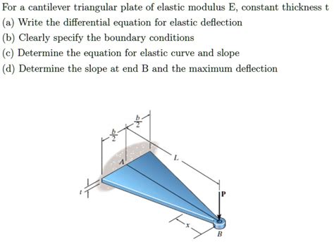 SOLVED For A Cantilever Triangular Plate Of Elastic Modulus E Constant Thickness T A Write