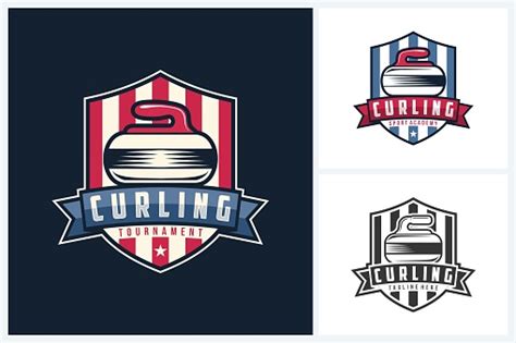 컬링 스포츠 배지 아이콘 벡터 일러스트 레이 션 컬링 아이콘 템플릿 엠블럼 스타일 컬링 게임 엠블럼 벡터 일러스트 레이 션 개념에 대한 스톡 벡터 아트 및 기타 이미지