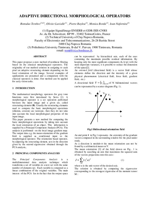 Pdf Adaptive Directional Morphological Operators
