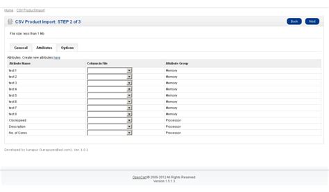 csv product import opencart 1 5