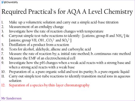 Aqa A Level Chemistry Required Practical 12 Thin Lay Chromatography Teaching Resources