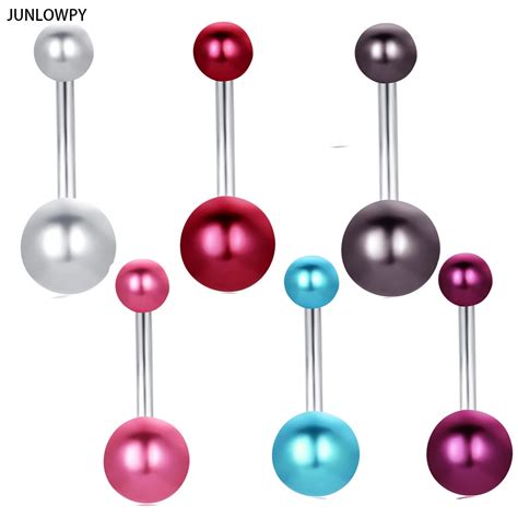 Junlowpy Acrylic Ball Stainless Steel Navel Bar Belly Ring Navel Button Rings Banana Fashion