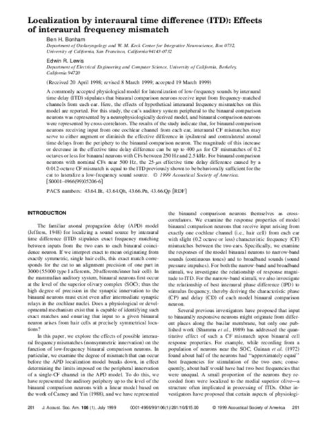 Pdf Localization By Interaural Time Difference Itd Effects Of