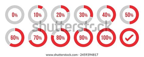 Circle Loading Circle Progress Percentage Collection Stock Vector