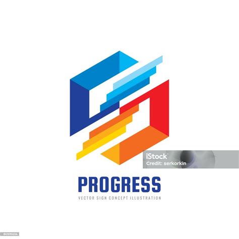 진행벡터 기호 템플릿 개념 그림입니다 협력 추상 창조적인 기호입니다 육각형 아이콘입니다 2 개의 색깔된 디자인 요소입니다 개념에 대한 스톡 벡터 아트 및 기타 이미지