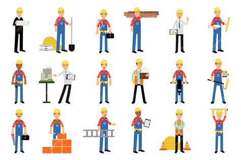 Premium Vector Constructor Or Builder In Yellow Hard Hat Holding