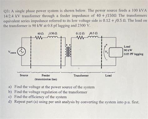 Solved Q A Single Phase Power System Is Shown Below The Chegg