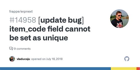 Update Bug Itemcode Field Cannot Be Set As Unique · Issue 14958 · Frappeerpnext · Github