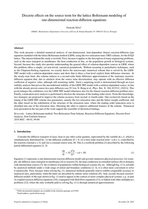 Pdf Discrete Effects On The Source Term For The Lattice Boltzmann Modeling Of One Dimensional