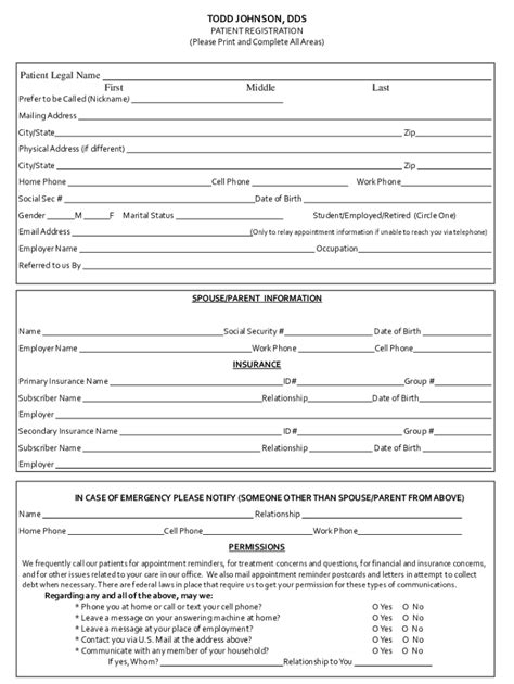 Fillable Online Forms First Class Dentaltodd L Johnson Dds Inc Fax