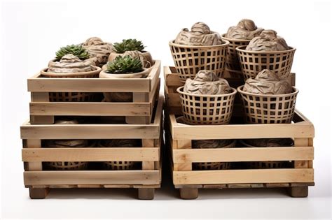 Elegant Wooden Crates Filled With Succulent Plants In Cozy Indoor