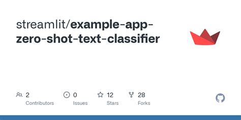 GitHub Streamlit Example App Zero Shot Text Classifier