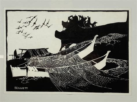 Lot Richard Bennett Pacific Northwest Scene Woodblock