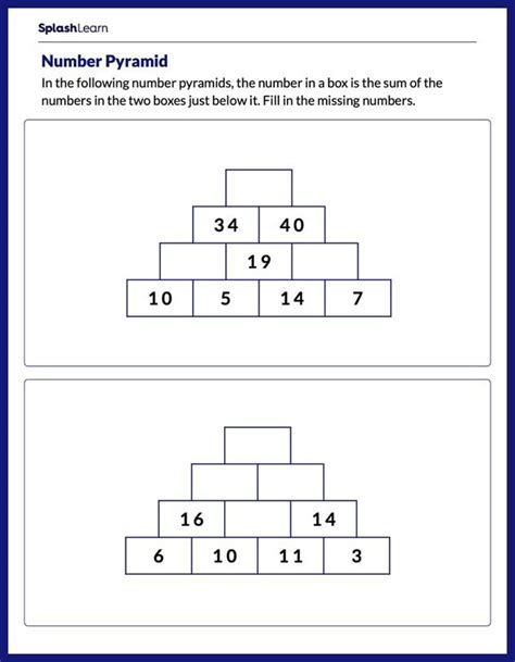 Complete The Number Pyramid Worksheet