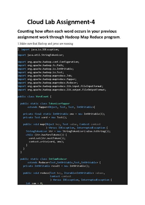 Cloud Computing Lab Assignment Cloud Lab Assignment Counting How Often Each Word Occurs In