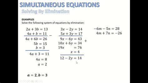 National 5 Maths Solving Simultaneous Equations By Elimination 2 Youtube