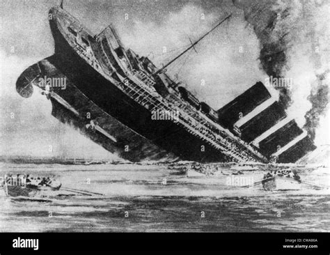 The Sinking Of The Ocean Liner Rms Lusitania Torpedoed By A German U