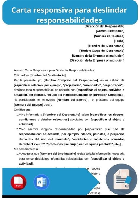 Carta De Deslinde De Responsabilidades 【 Word Pdf
